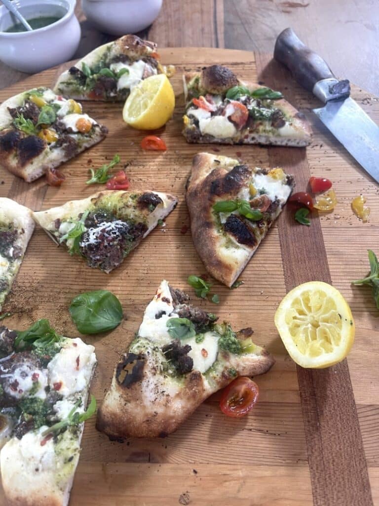 Ultimate Turkey Pizza with Meatballs, Basil Pesto, and Burrata - Stacy ...